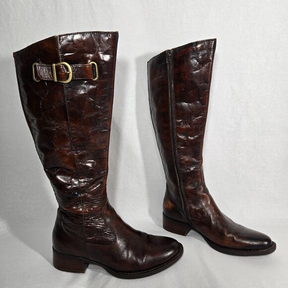 Born | Shoes | Born Crown Antiqued Crackle Brown Leather Tall Kneehigh ...